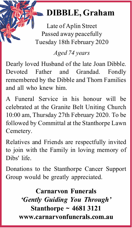 Dibble, Graham – Carnarvon Funeral Services