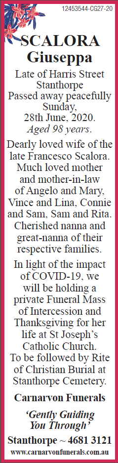 Scalora, Giuseppa – Carnarvon Funeral Services