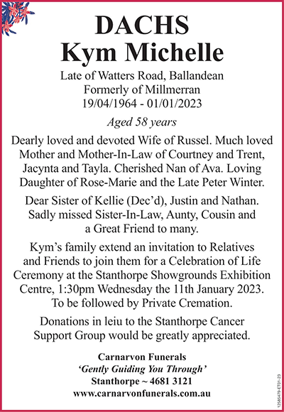 Dachs, Kym Michelle – Carnarvon Funeral Services