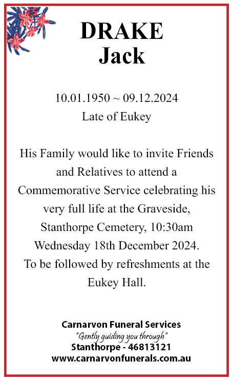 Drake Jack – Carnarvon Funeral Services