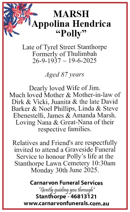 Marsh, Appolina Hendrica “Polly” – Carnarvon Funeral Services