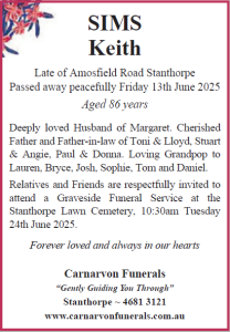 Sims, Keith – Carnarvon Funeral Services